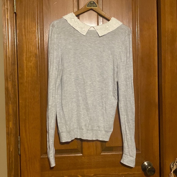 Tops | Grey Peter Pan Collar Top | Poshmark